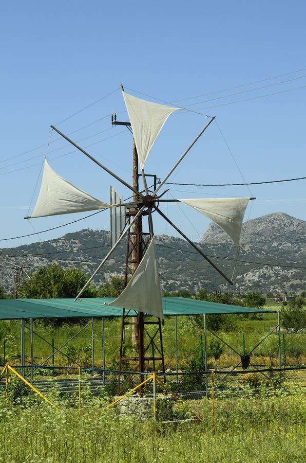 Greece, Crete, windmill stock photo. Image of agriculture - 91103236