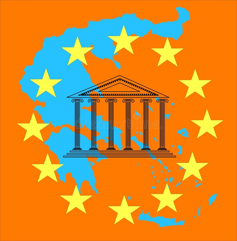Greece and the Euro Symbols Stock Illustration - Illustration of credit ...