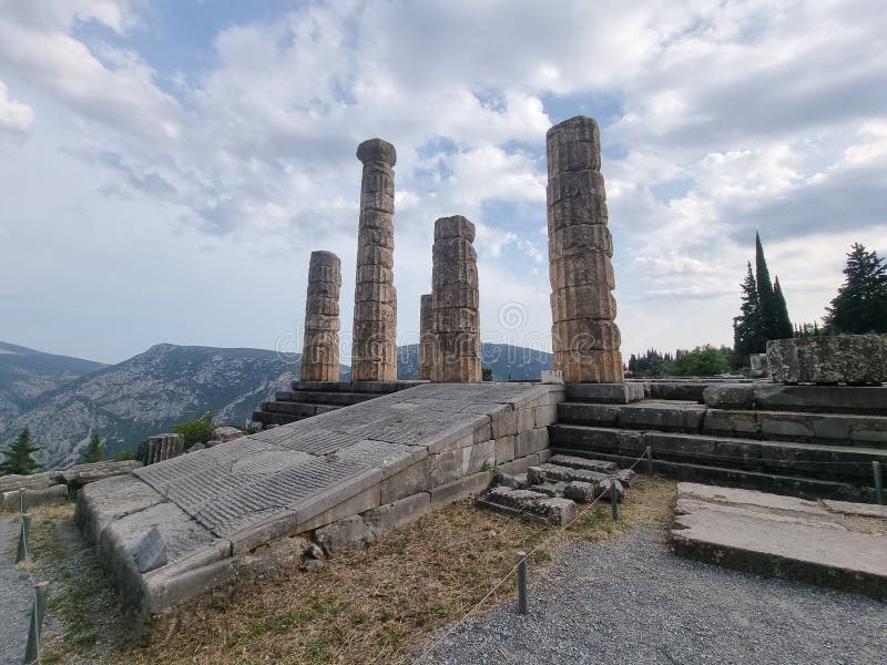 Greece Delphi Appolo Temple Columns Ancient Stock Image - Image of ...