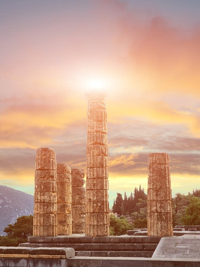 Greece Delphi Appolo Temple Columns Ancient Stock Image - Image of ...