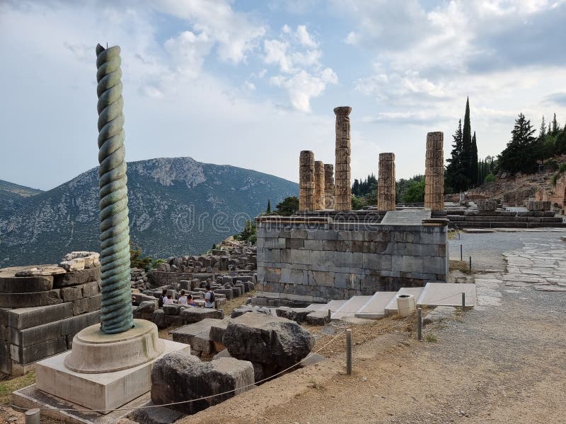 Greece Delphi Appolo Temple Columns Ancient Stock Photo - Image of ...
