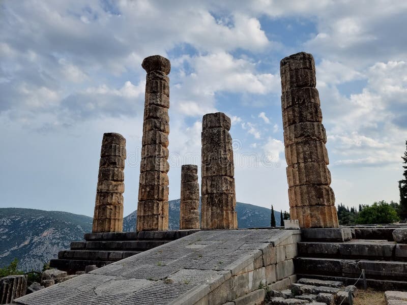Greece Delphi Appolo Temple Columns Ancient Stock Image - Image of ...