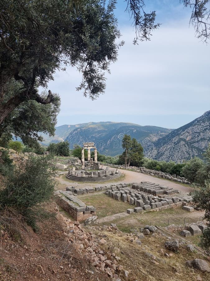 Greece Delphi Temple of Athena Pronaia and Tholos Ancient Delphi ...