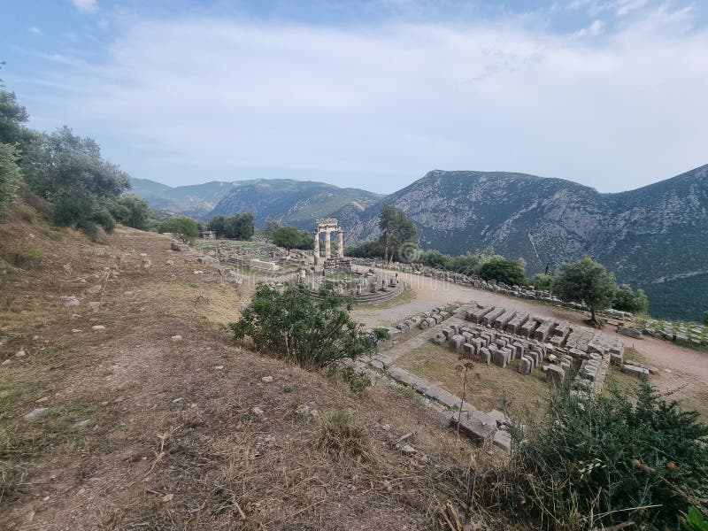 Greece Delphi Temple of Athena Pronaia and Tholos Ancient Delphi ...