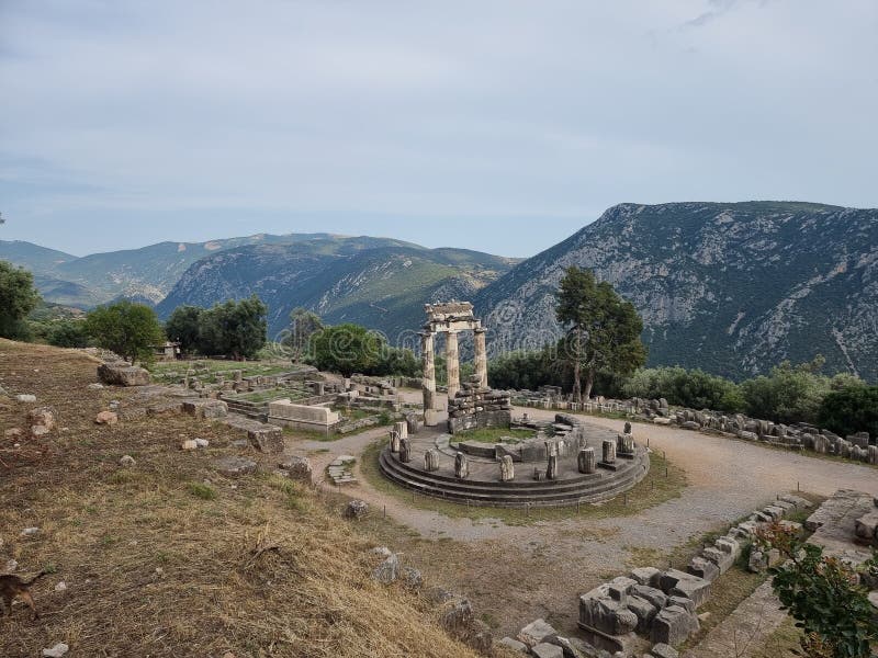 Greece Delphi Temple of Athena Pronaia and Tholos Ancient Delphi ...