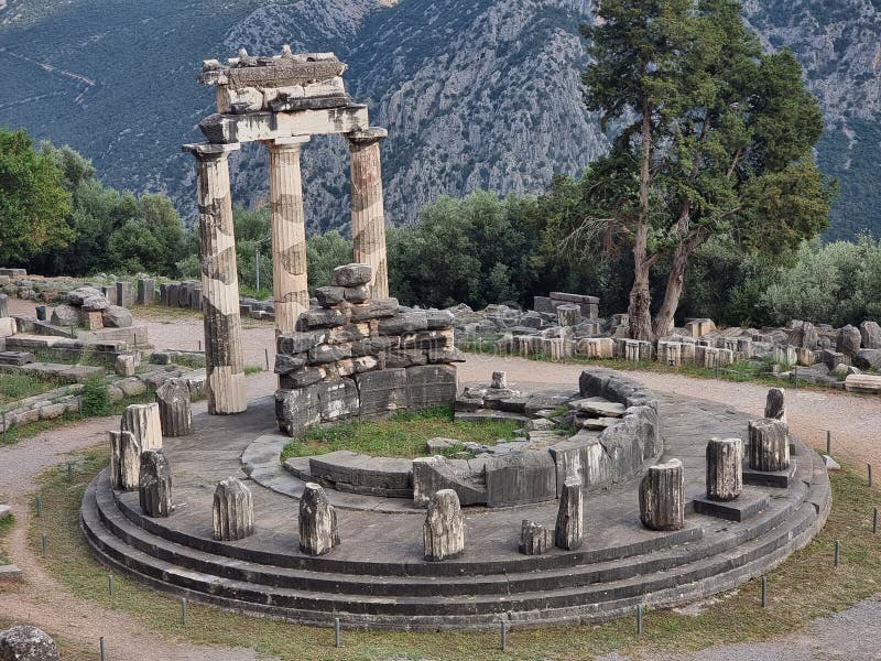 Greece Delphi Temple of Athena Pronaia and Tholos Ancient Delphi ...