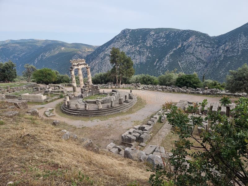 Greece Delphi Temple of Athena Pronaia and Tholos Ancient Delphi ...