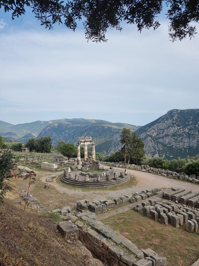 Greece Delphi Temple of Athena Pronaia and Tholos Ancient Delphi ...