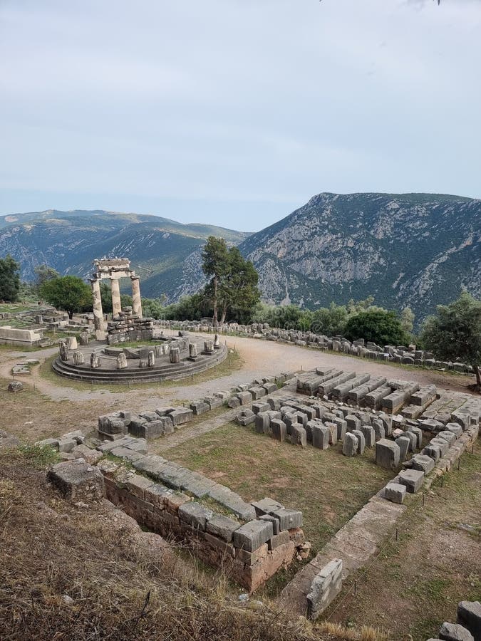 Greece Delphi Temple of Athena Pronaia and Tholos Ancient Delphi ...