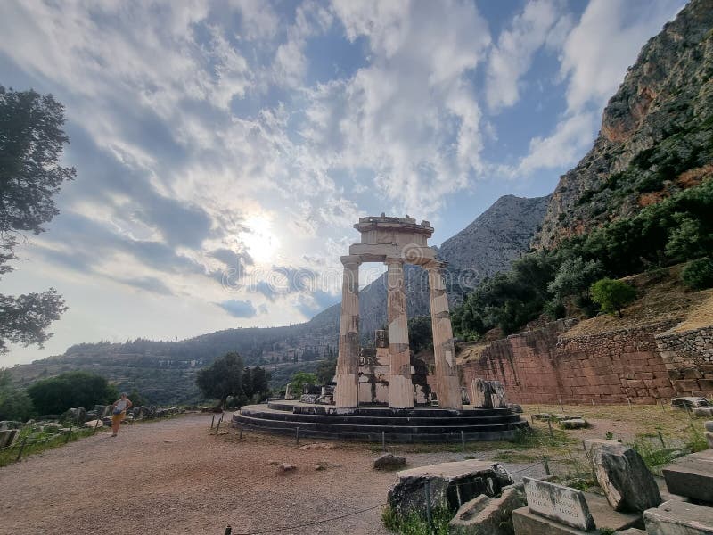 Greece Delphi Temple of Athena Pronaia and Tholos Ancient Delphi ...