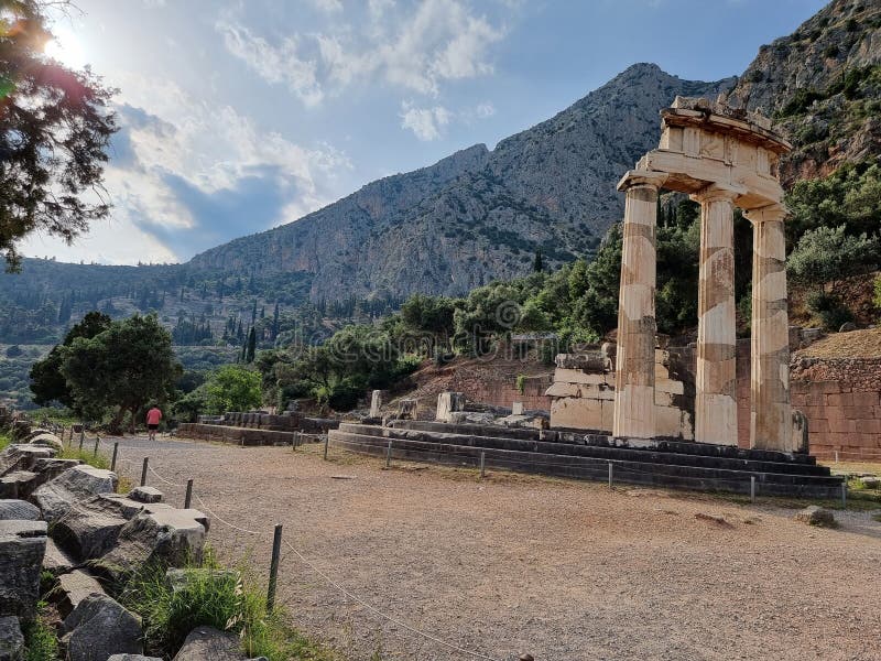 Greece Delphi Temple of Athena Pronaia and Tholos Ancient Delphi ...