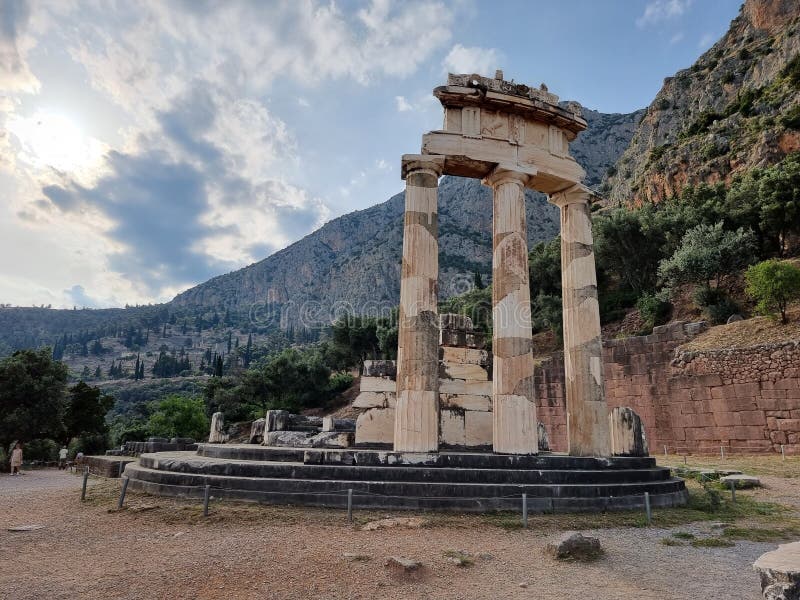 Greece Delphi Temple of Athena Pronaia and Tholos Ancient Delphi ...