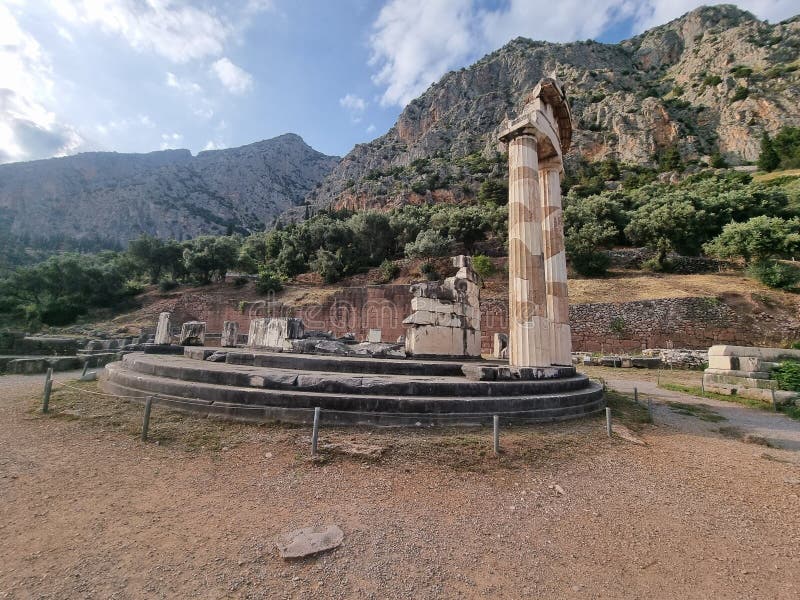 Greece Delphi Temple of Athena Pronaia and Tholos Ancient Delphi ...