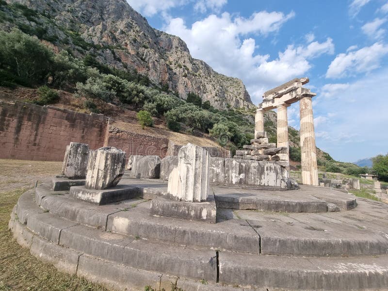 Greece Delphi Temple of Athena Pronaia and Tholos Ancient Delphi ...