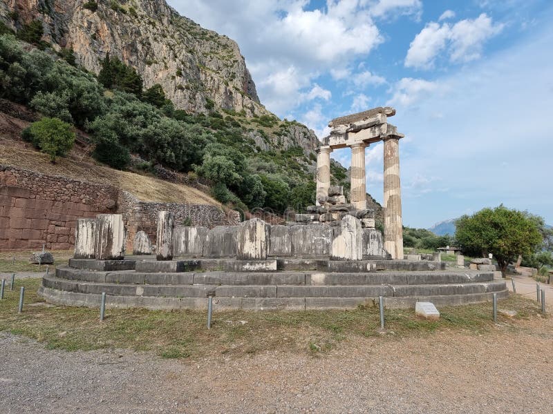 Greece Delphi Temple of Athena Pronaia and Tholos Ancient Delphi ...