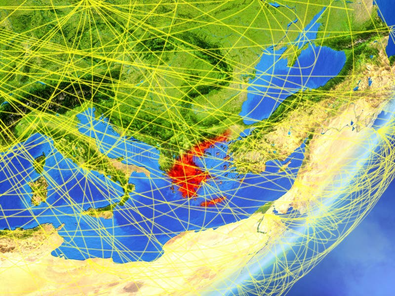 Greece on Earth with Network Stock Illustration - Illustration of ...