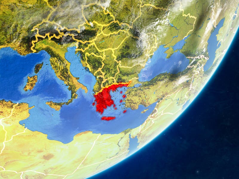 Greece on model of Earth stock illustration. Illustration of greece ...