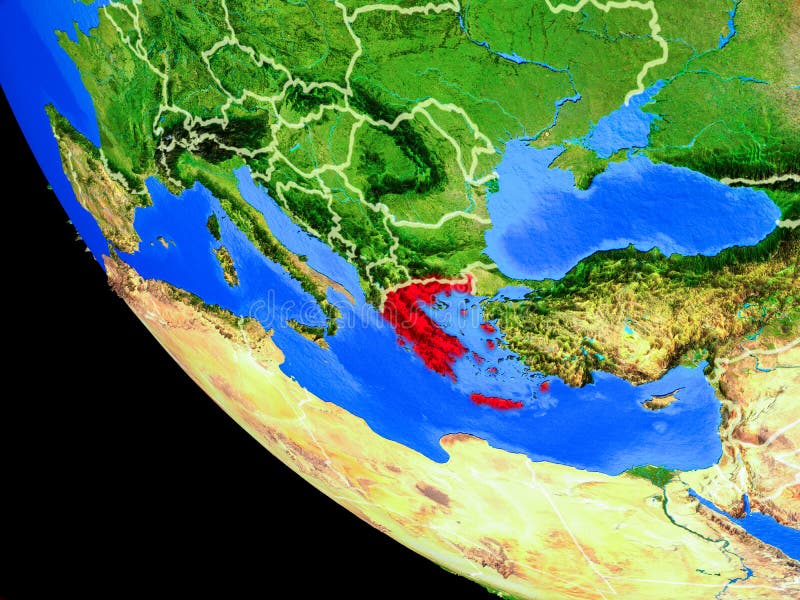 Greece on Earth from space stock illustration. Illustration of country ...