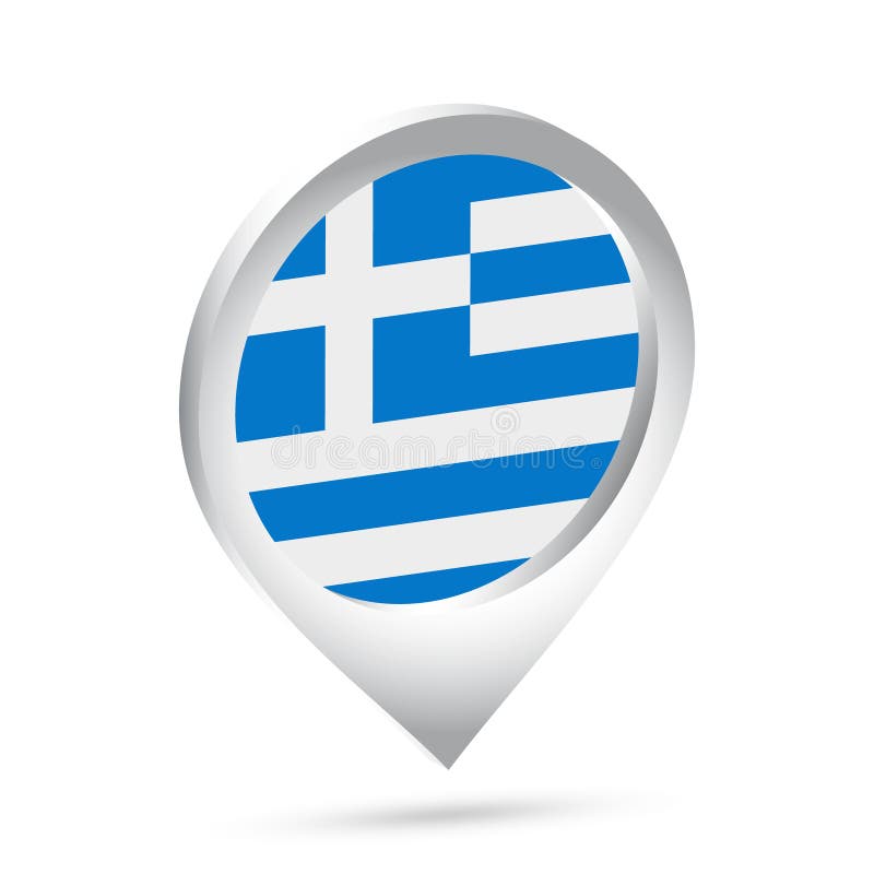 Greece flag 3d pin icon stock vector. Illustration of point - 262034742