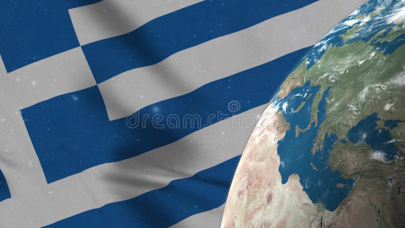 Greece Flag and Greece Map on Earth Globe 4K Stock Footage - Video of ...
