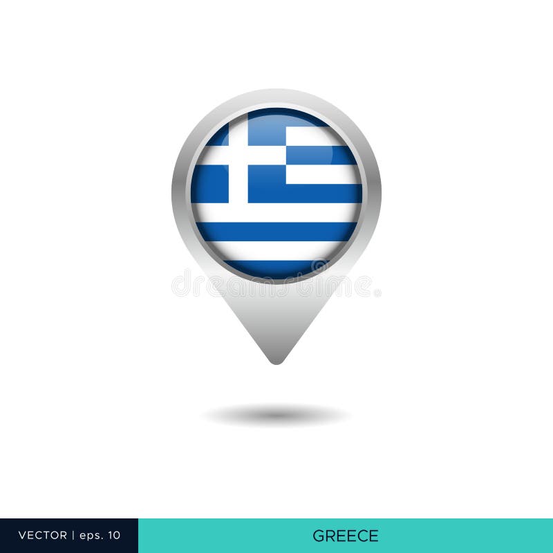 Greece Flag Map Pin Vector Design Template. Stock Vector - Illustration ...