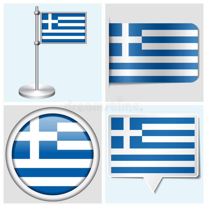 Greece Flag - Set of Sticker, Button, Label Stock Vector - Illustration ...