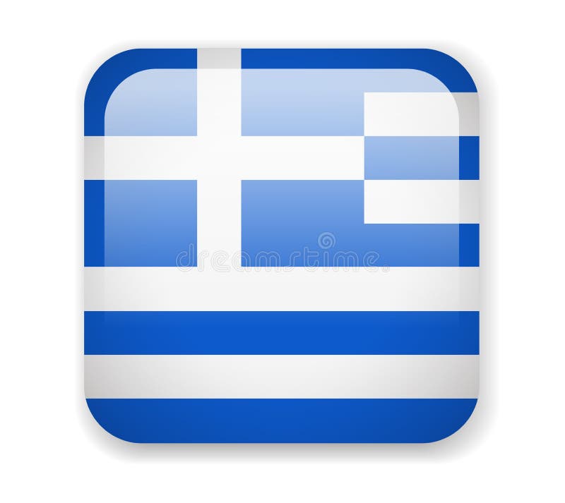 Greece Flag. Square Bright Icon on a White Background Stock ...
