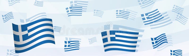 Greece Flag-themed Abstract Design on a Banner. Abstract Background ...