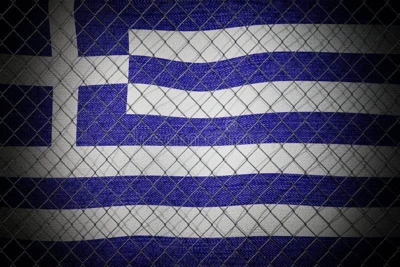 Greece Flag and Wire Mesh Fence Stock Illustration - Illustration of ...
