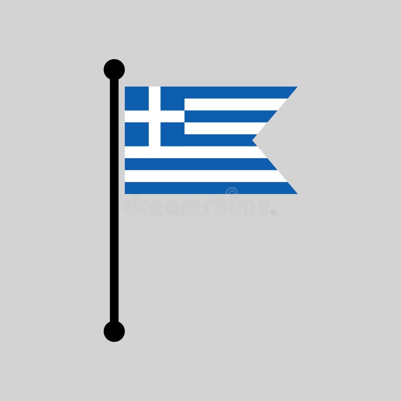Greece Flagpole, Greek Flag Map Pointer Layout, Vector Illustration ...