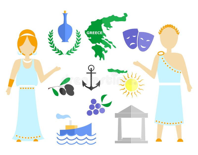 Greece flat design stock vector. Illustration of design - 83000409