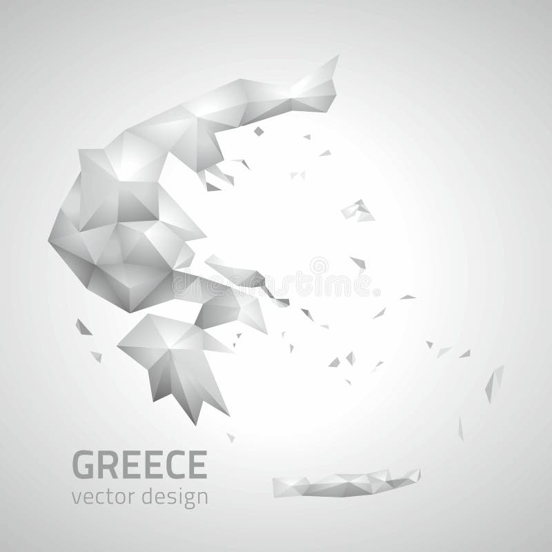 Greece 3d Mosaic Vector Grey Triangle Shadow Perspective Map Stock ...