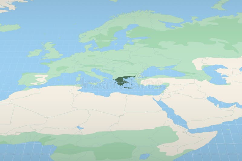 Greece Highlighted on a Detailed Map, Geographic Location of Greece ...