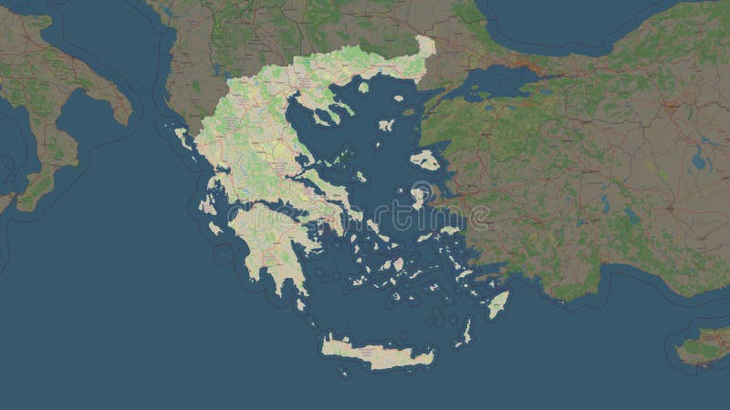 Greece Highlighted. Topo Standard Stock Illustration - Illustration of ...