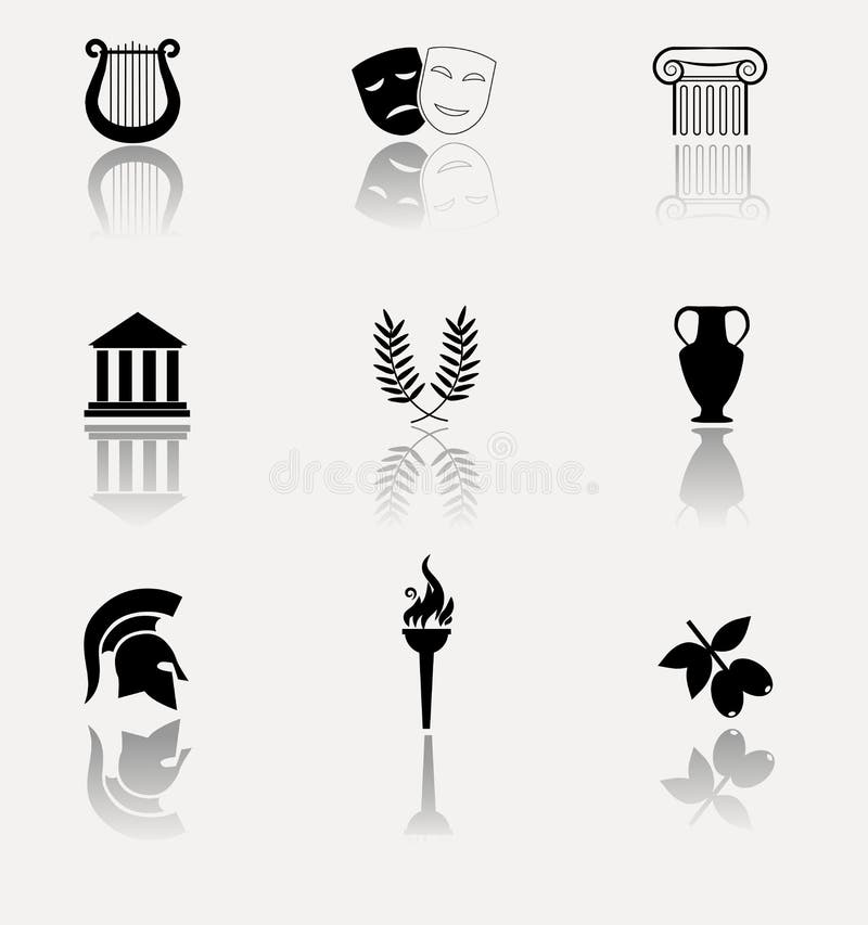 Greece icon set. stock vector. Illustration of parthenon - 45978100