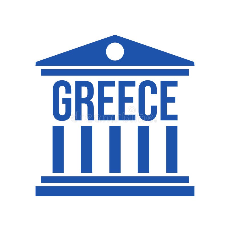 Greece Icon Symbol or Logo with Ancient Greek Acropolis Pantheon Stock ...