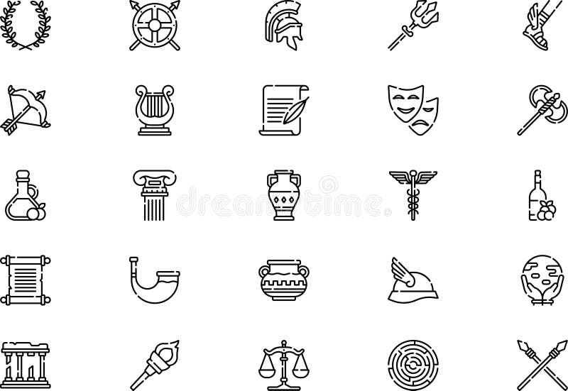Greece Icons Collection is a Vector Illustration with Editable Stroke ...