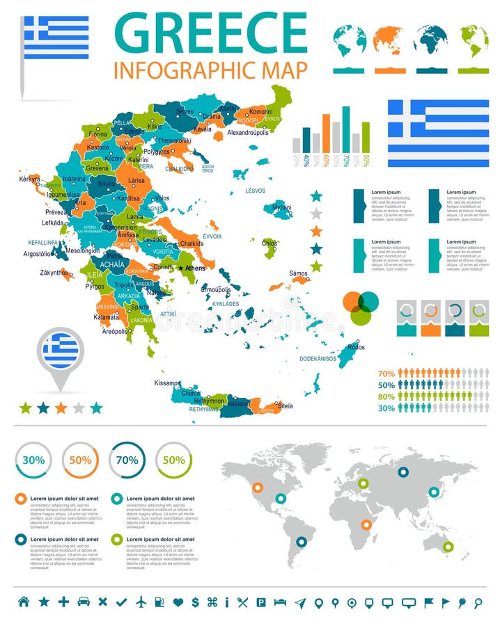 Greece - Infographic Map and Flag - Illustration Stock Illustration ...
