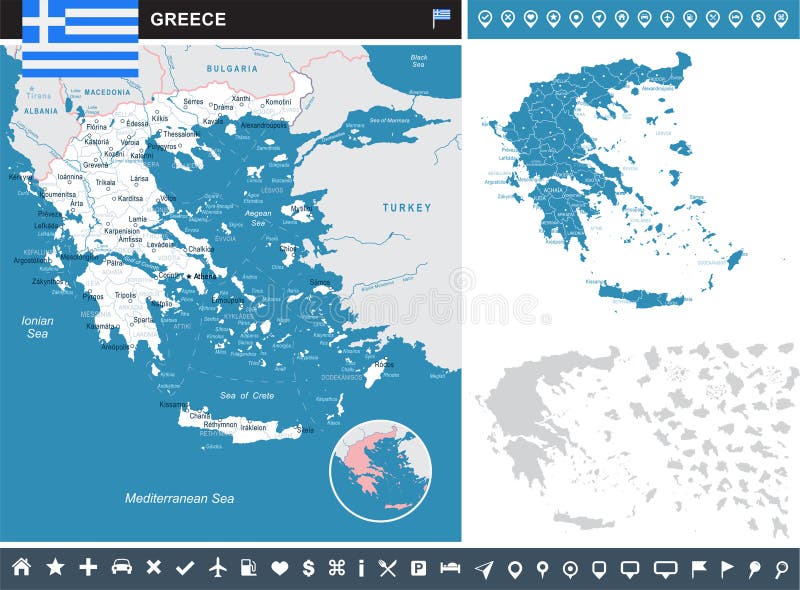 Greece - Infographic Map and Flag Illustration Stock Illustration ...