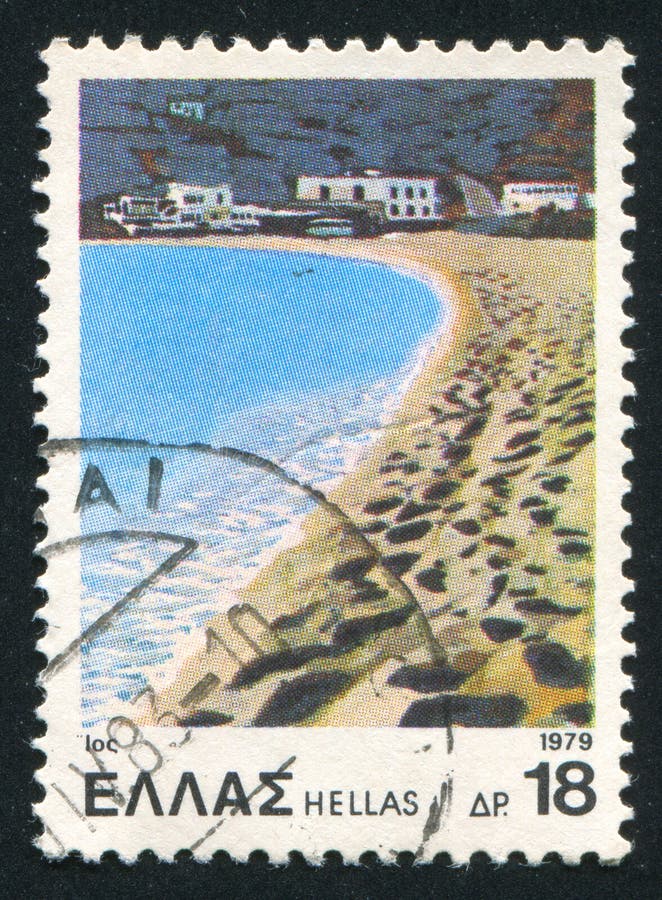 Greece Ios editorial stock photo. Image of postmark - 237430113