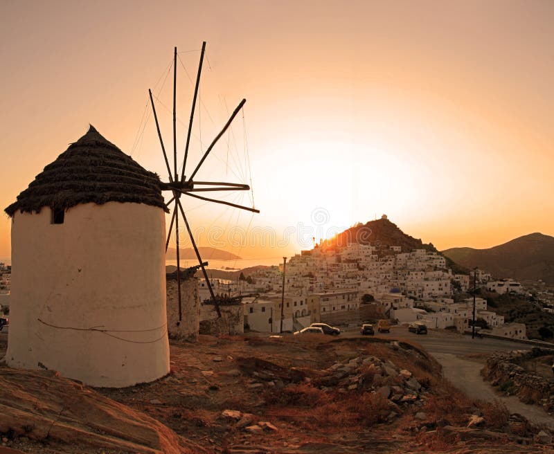 Greece, Ios Island, sunset stock image. Image of greece - 10778727