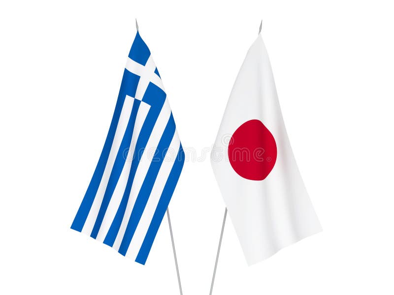 Greece and Japan. Crossed Greek and Japanese Flags. Official Colors ...