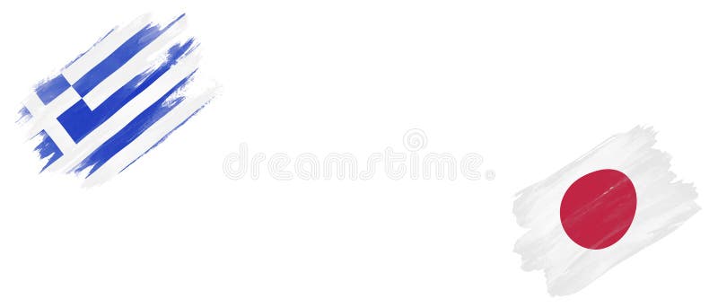 Greece and Japan Flags on White Stock Photo - Image of brush, greece ...