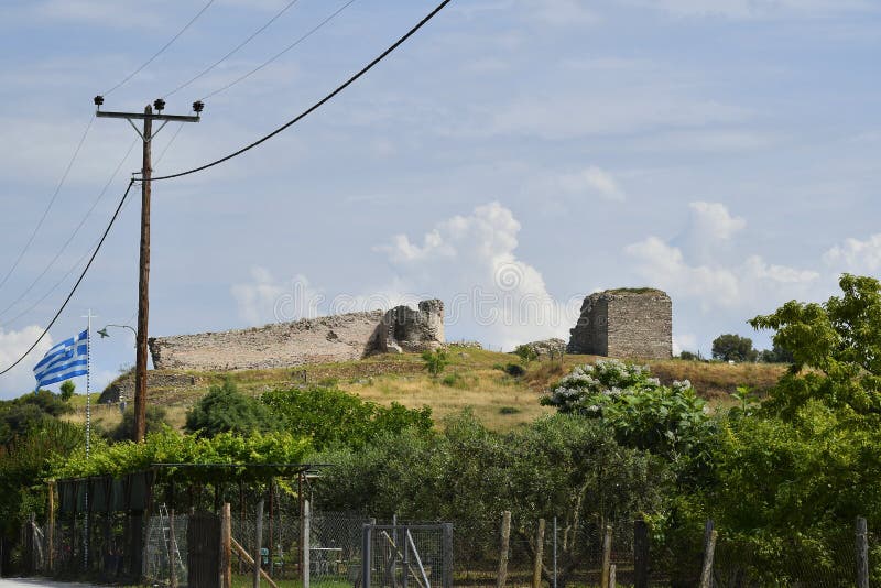 Greece , Kavala, Nea Peramos Stock Image - Image of destination, flag ...