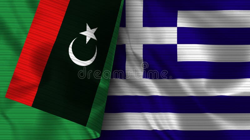 Greece and Libya Realistic Flag â€“ Fabric Texture Illustration Stock ...