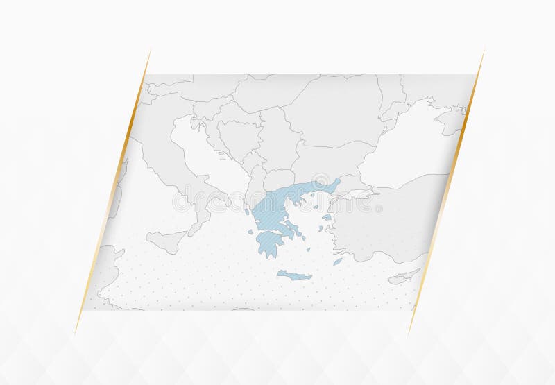 Greece Map in Blue with Gold Framed Accents. Modern Vector Map of ...