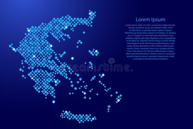 Greece Map from Blue and Glowing Space Stars Abstract Concept Geometric ...