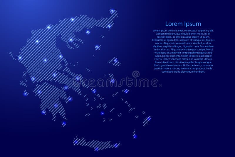 Greece Map from Blue Pattern Slanted Parallel Lines and Glowing Space ...