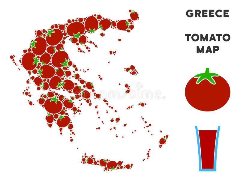 Greece Map Collage of Tomato Stock Vector - Illustration of cartography ...