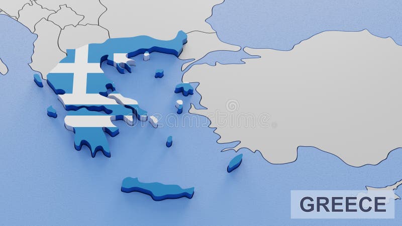 Greece map 3D illustration stock illustration. Illustration of design ...